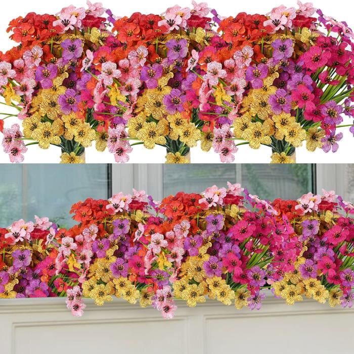 Lot De 12 Fleurs Artificielles D'Extérieur - Alagirls - Multicolore - 6 ...