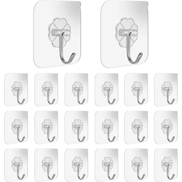 Crochet adhesif mural 20 pièces Crochets autocollants Crochet mural ...