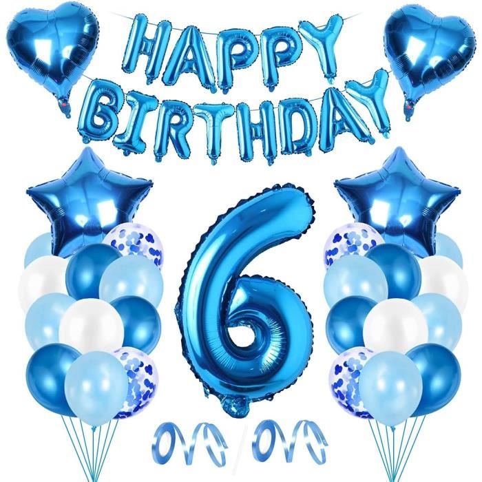 Deco Anniversaire Garcon 6 Ans Bleu, Ballon Anniversaire 6 Ans Garcon ...