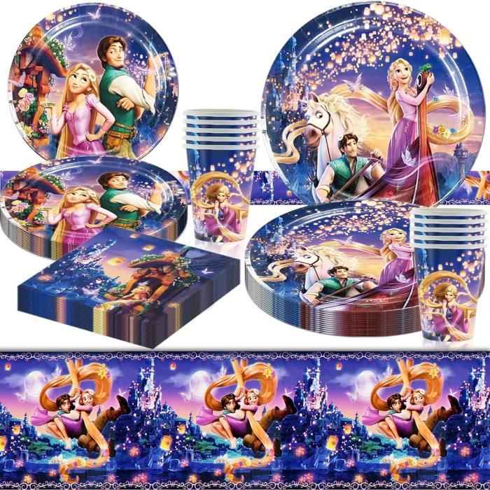 Rapunzel Assiette Jetable Anniversaire, Princesse Kit Vaisselle ...