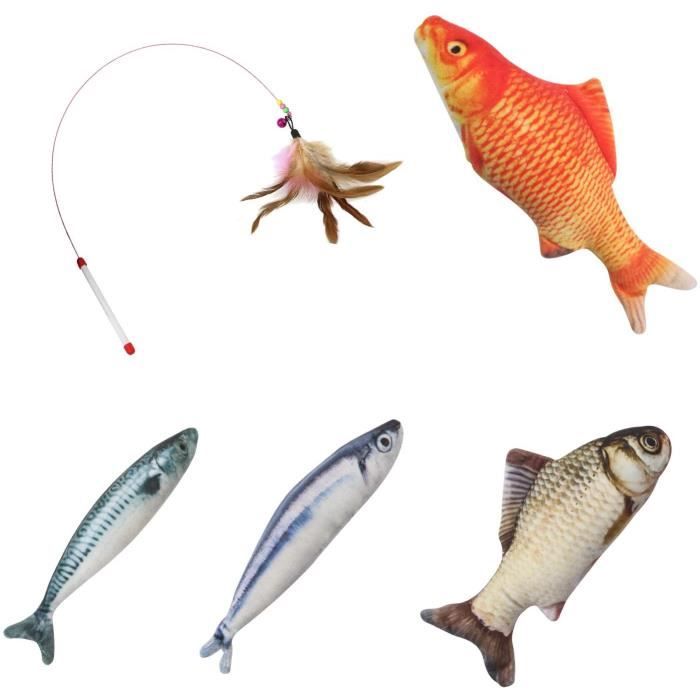 4PCS Interactif Chat Poisson Oreiller,Cataire Poisson,Simulation en ...