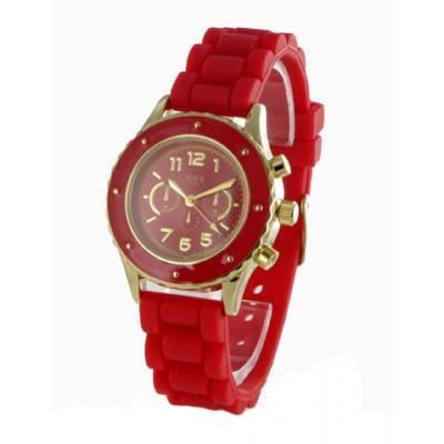 Montre rouge dorée et émaillée sur bracelet silicone MCK - Cdiscount ...