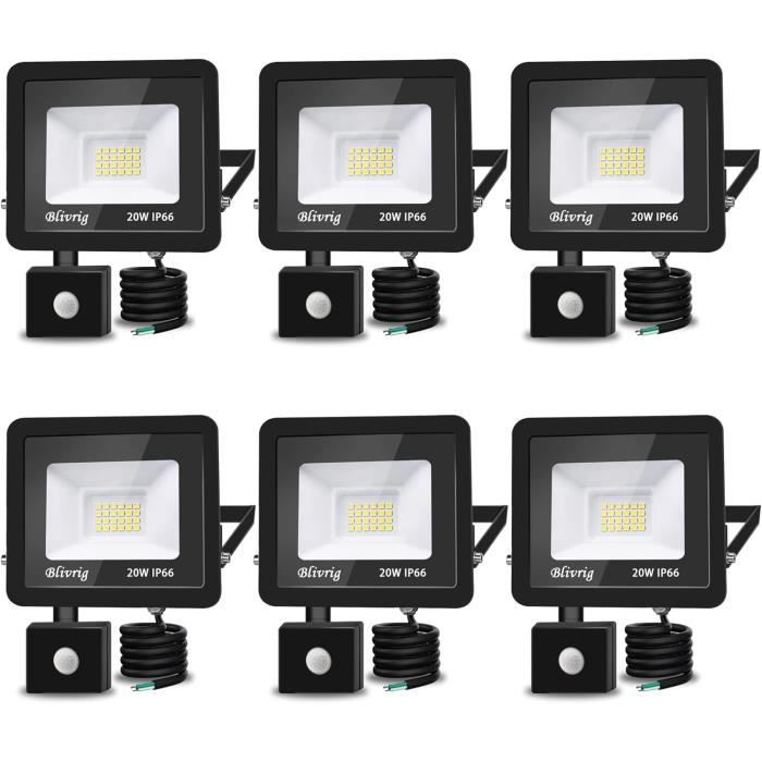 Projecteur Led Avec Détecteur De Mouvement 20W Blanc Chaud, 2000Lm Spot ...