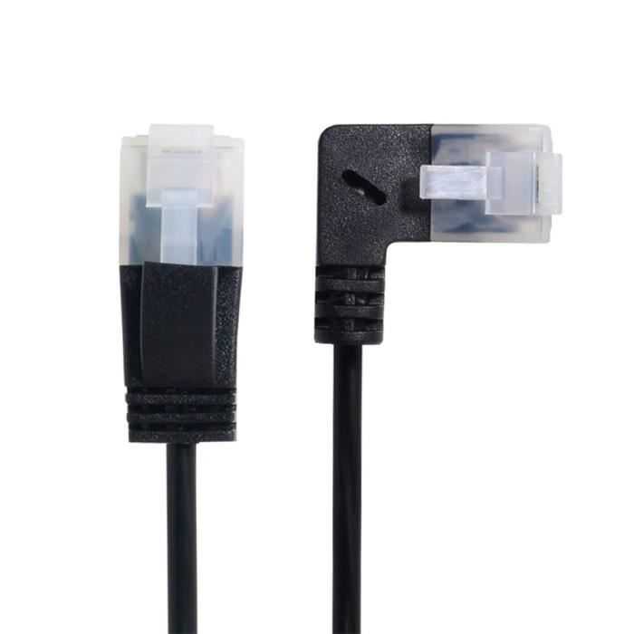 Cable Ethernet RJ45 ultra fin Cat6 - Coudé à gauche vers droit réseau ...