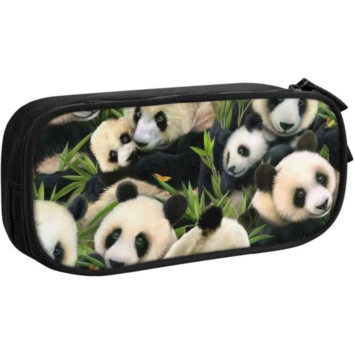 Grande trousse à crayons avec 2 compartiments Motif panda mignon pour ...