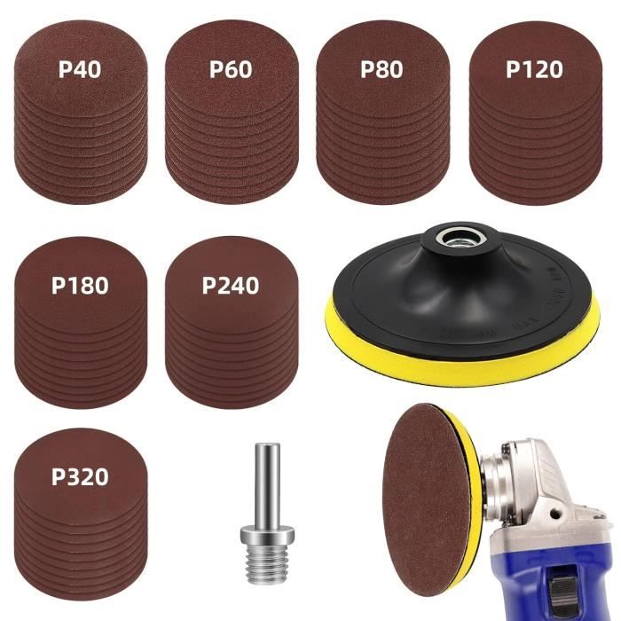Kit de Disque abrasif 125mm,Disque de Ponçage 70 Pièces,avec Filetage ...