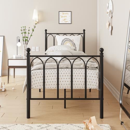 Lit en métal robuste - WEEYIN - 90x190cm - Cadre de lit en métal avec d ...