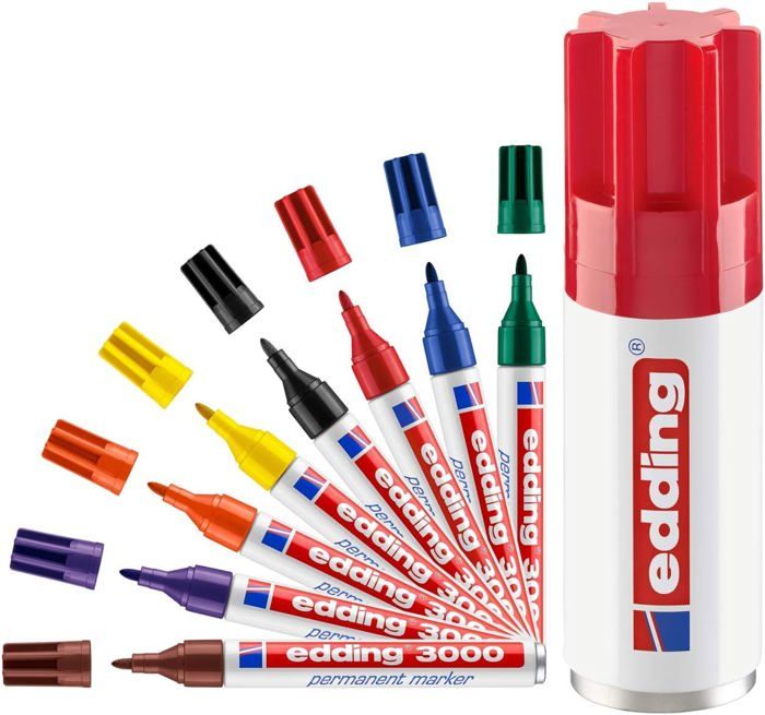 3000 Marqueur permanent - étui métallique de 8 stylos multi-couleur ...