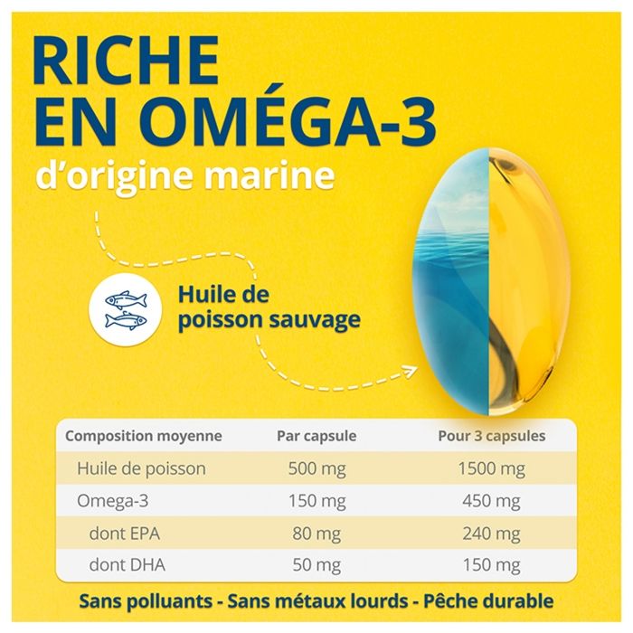 Complément alimentaire à l'huile de poissons sauvages - 120 capsules ...