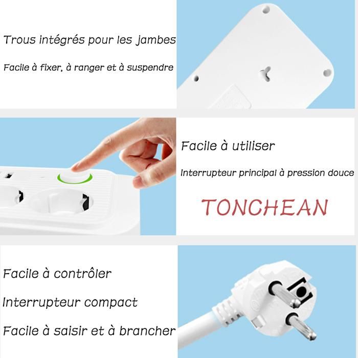 Multiprise Murale 3 Prises et 4 USB avec 1 USB C, Electrique 8 en 1 ...