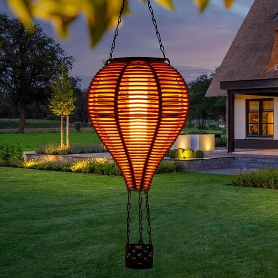 Pearlstar Solar Lantern Hot Air Balloon with Flame Solar Hanging Lights ...