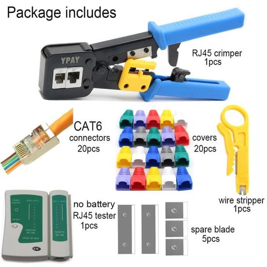 Pince à sertir de câble rj45, outils réseau, rj12 cat5 cat6 8p 6p rj 45 pince de serrage ...