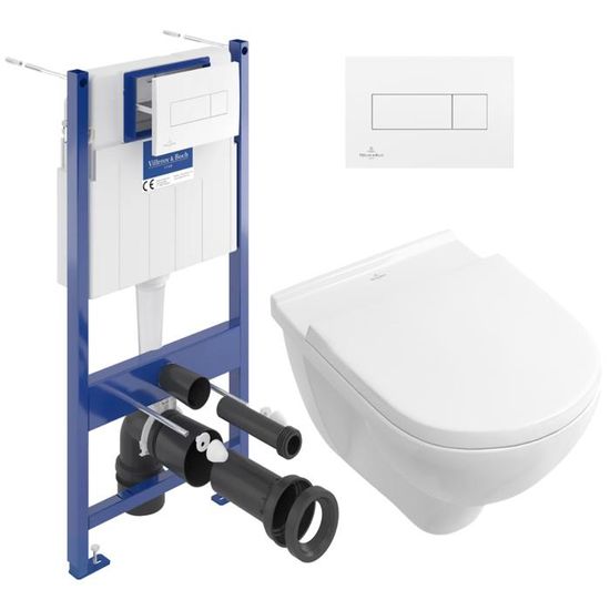 Villeroy Boch - Pack WC Bâti support Villeroy Boch + WC sans bride Villeroy + Abattant Softclose ...