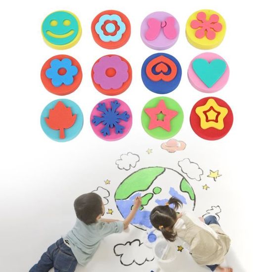 VINGVO Timbre d'éponge de dessin Tampon éponge à dessin, apprentissage ...