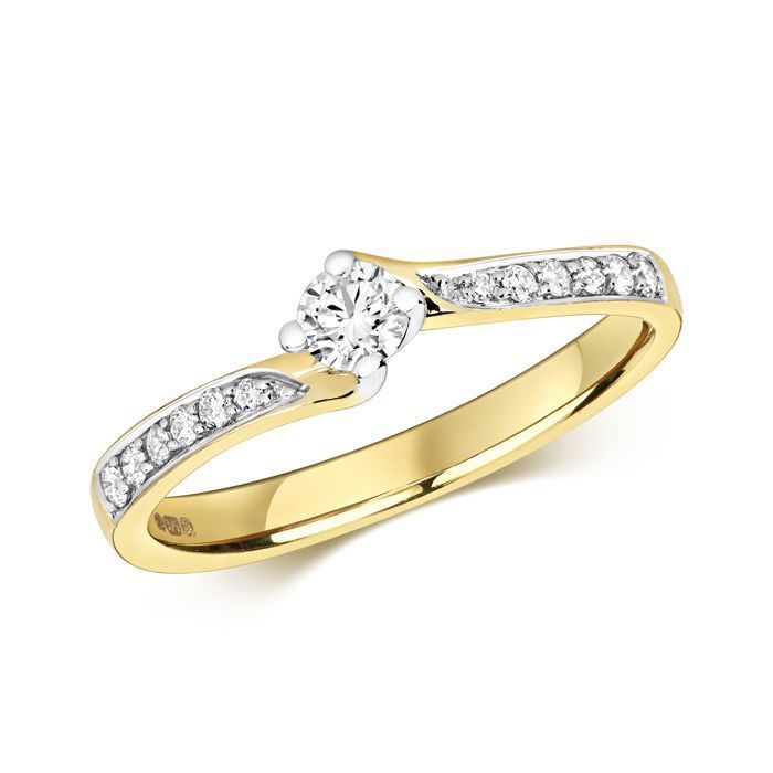 Bague Femme Solitaire Fiancailles Or 375/1000 et Diamant Brillant 0.32 ...