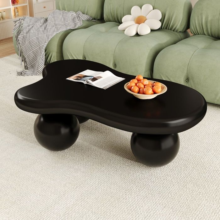 Table de café noire au style nuageux avec éclairage à LED – 16 couleurs ...