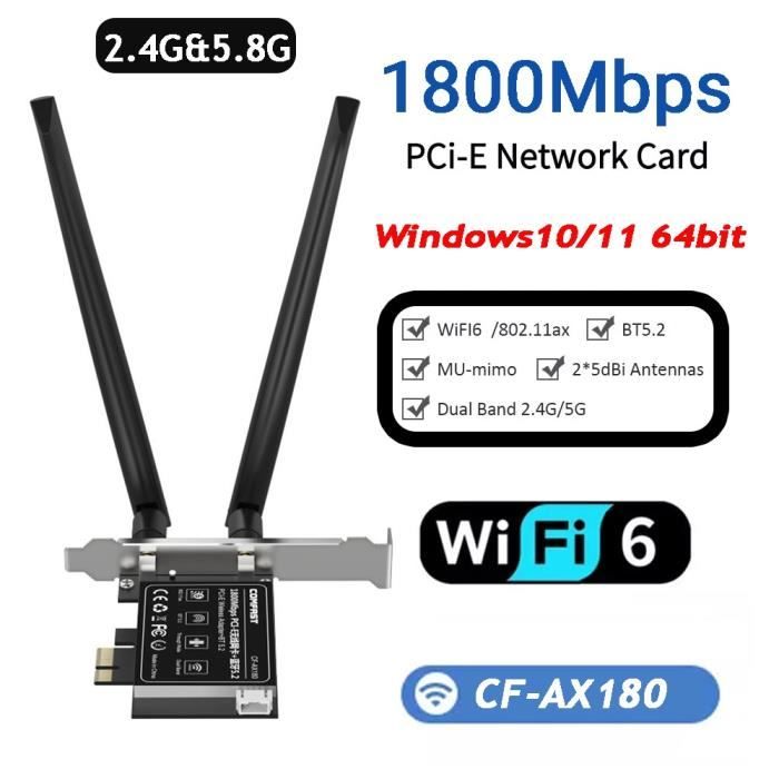 PCIECF-ax180 - Carte réseau sans fil , 3000 mb-s, interne, wi fi ...