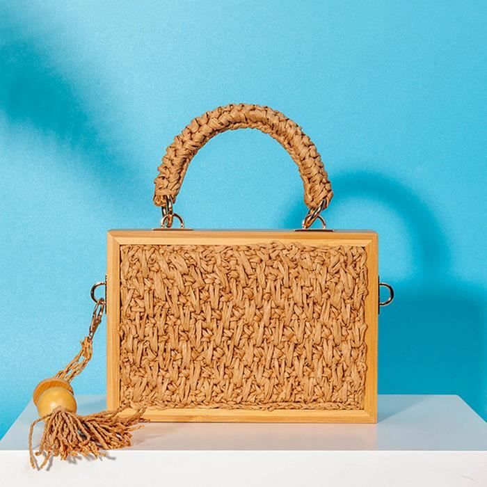 Sac en paille pour femme Sacs en rotin tissés à la main mode Simple ...