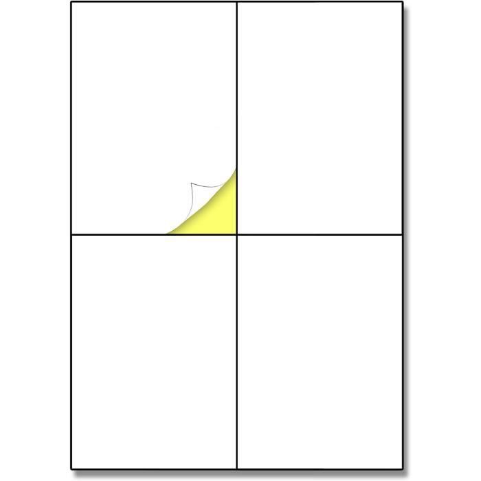 25 Feuilles, A4 Étiquette Autocollantes Imprimante Blanc - 4 Étiquettes ...