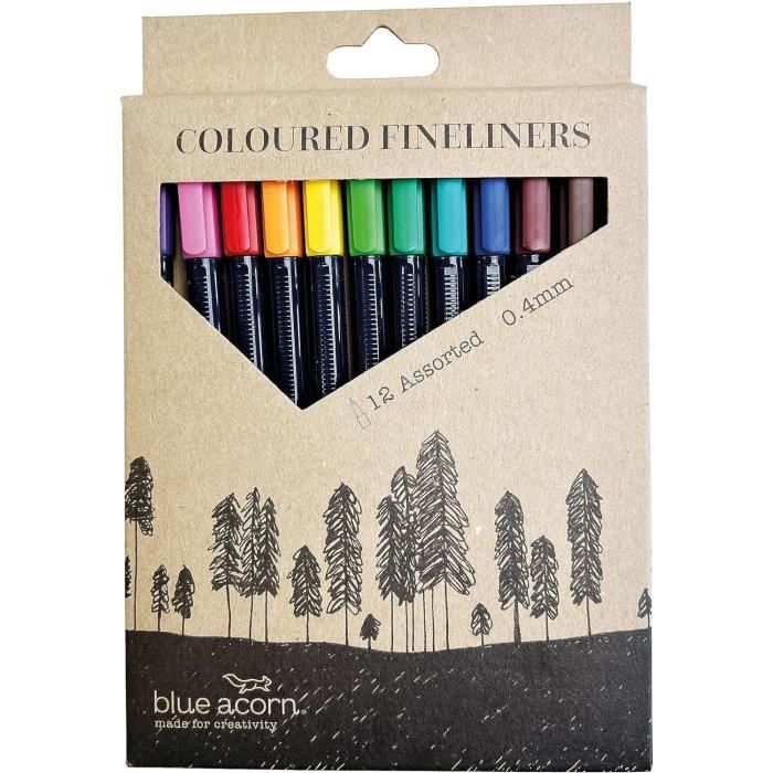Lot de 12 feutres fins colorés pour coloriage et dessin - Poche - Stylo ...