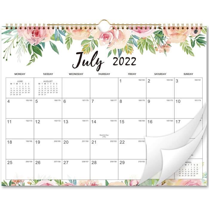 Calendrier mural 2022-2022 de janvier 2022 à décembre 2022, 12 types de papier à motifs en 12 ...