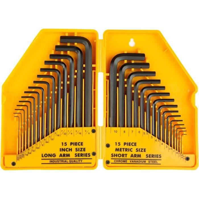 TJS-Mount Jeu de clés Allen à clé hexagonale 30PCS métrique-SAE[81 ...