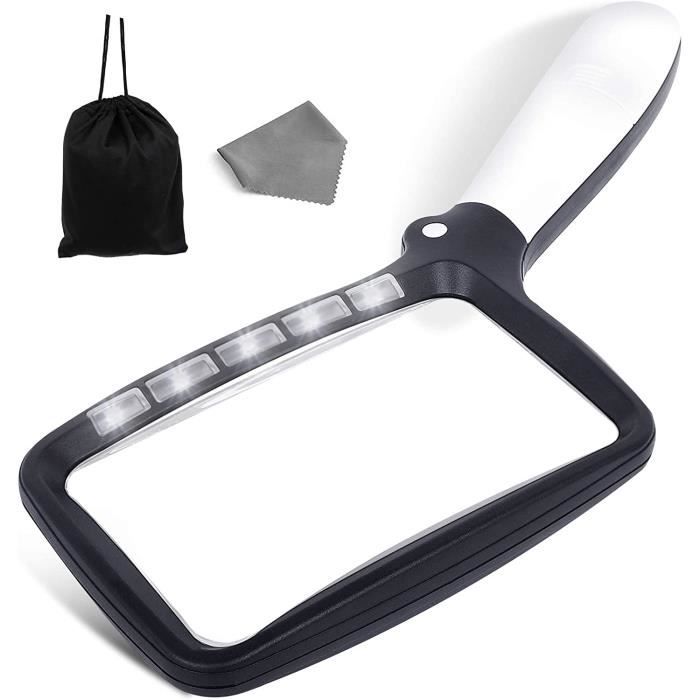 Loupe de poche avec lumière de lecture basse vision - Grande loupe avec loupe légère - Pliable ...