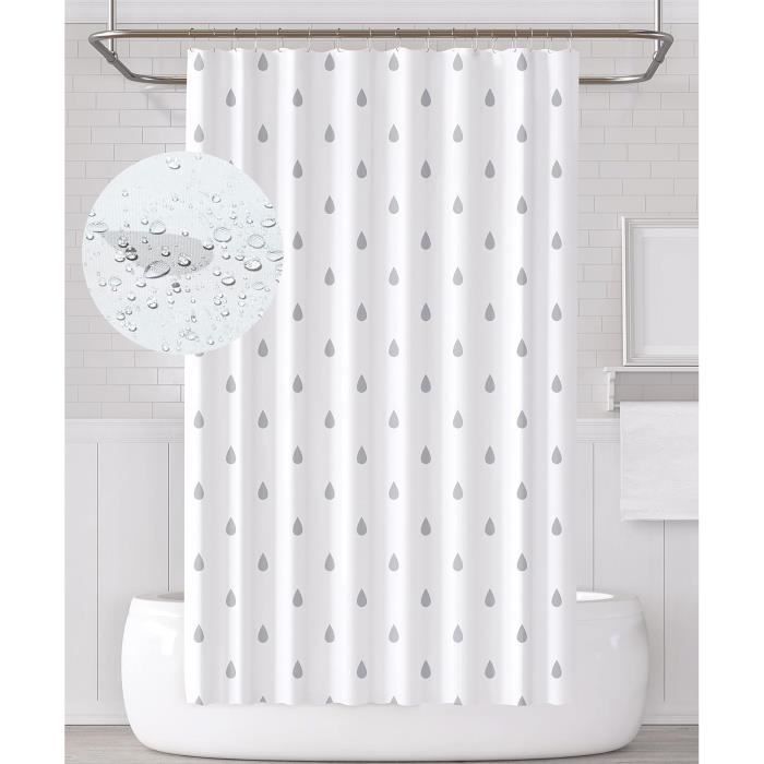 Rideau De Douche Tissus Anti Moisissure, Gris Blanc Goutte De Pluie ...