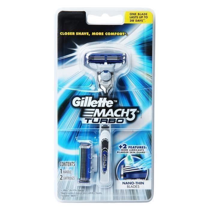 Gillette MACH3 TURBO Razor Handle Shaving Blade Safety Razor with 2 ...