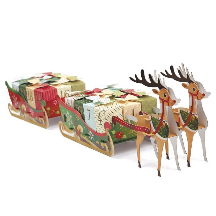 Calendrier de l'Avent rennes et traîneau à construire - Cdiscount Maison