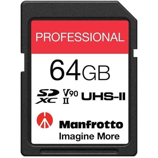 Carte mémoire SD Pro MANFROTTO - 64 Go - V90 - U3 - 280 Mo/s en lecture ...