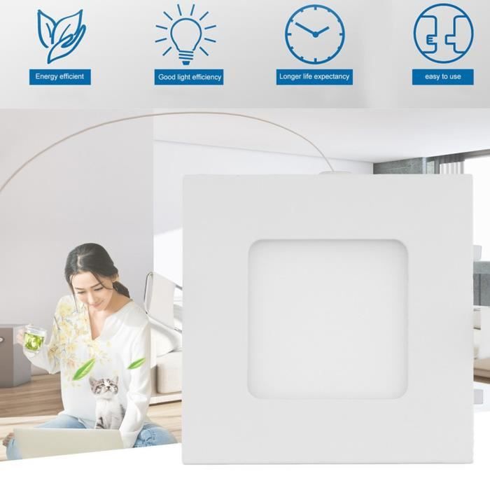 Lot x20 Spot led encastrable extra plat downlight carré 88mm 3W slim ...