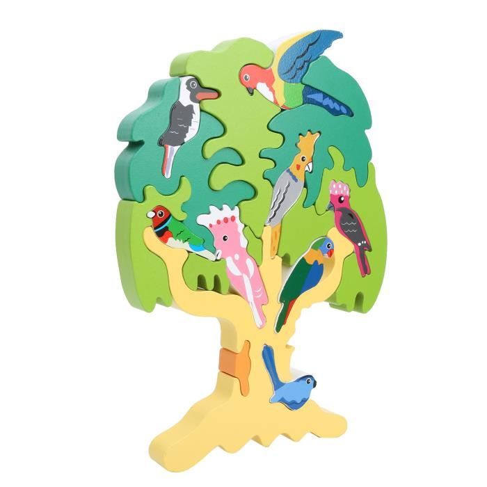 Puzzle en Bois - PWSHYMI - Arbre à Oiseaux - 18 Blocs - Jouet Éducatif ...