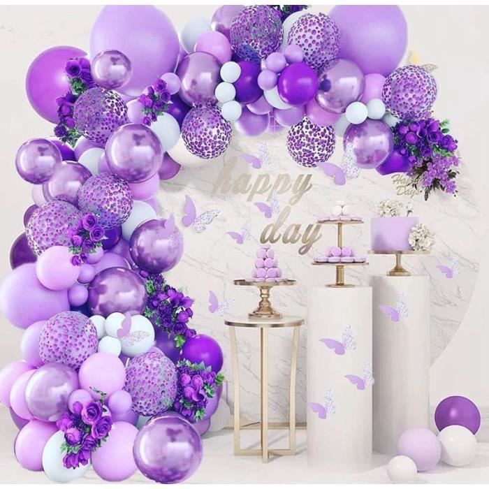 Arche Ballon Guirlande Mariage, 122 Pcs Violet Blanc Papillon Latex ...