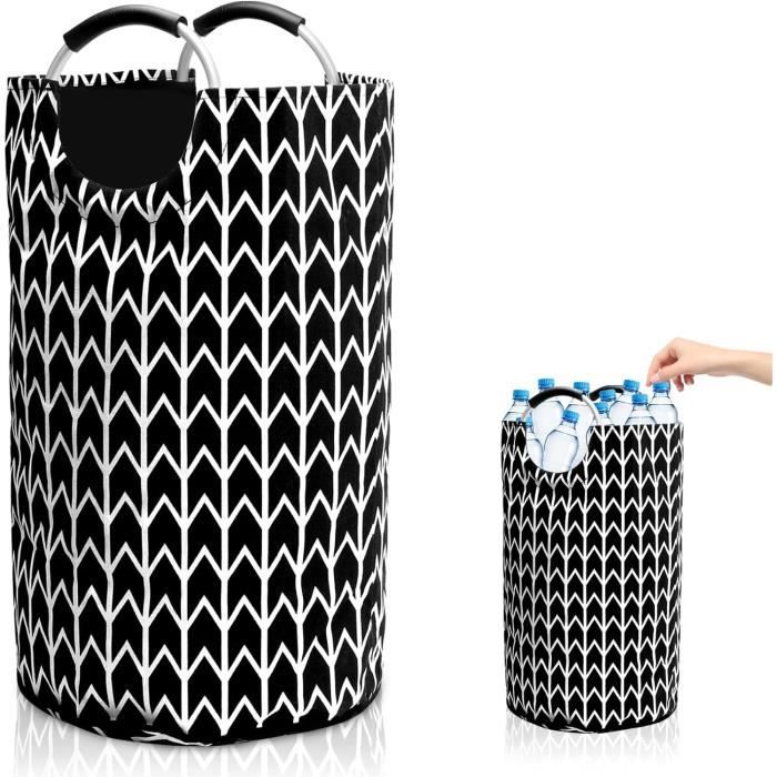 Bac De Linge Sale 91 L,Panier A Linge Sale En Tissu Pliable,Corbeilles À Linge Noir Étanche ...