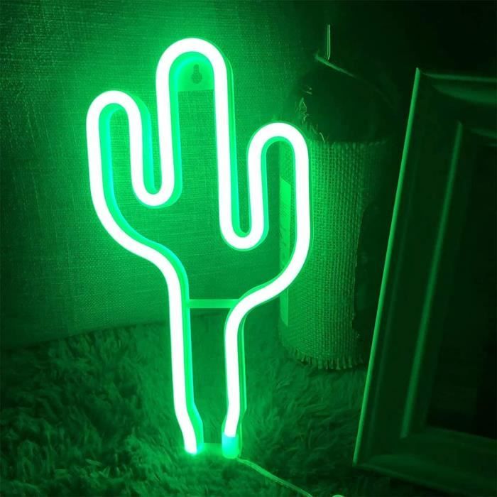 Cactus Led Neon Signe Cactus Neon Lights Vert Néon Mur De La Batterie ...