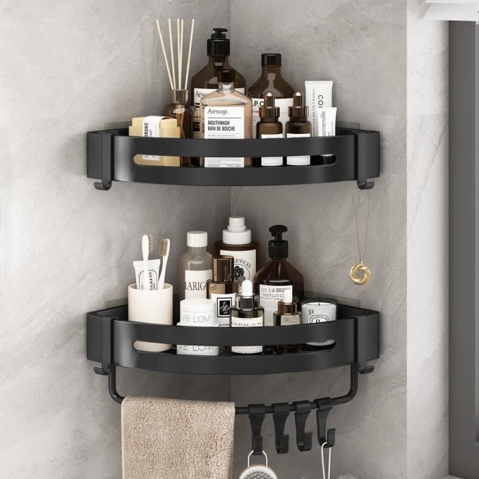 FOXWHALE Etagere Douche D'angle, 2 Pièces Sans Percage Rangement Douche ...