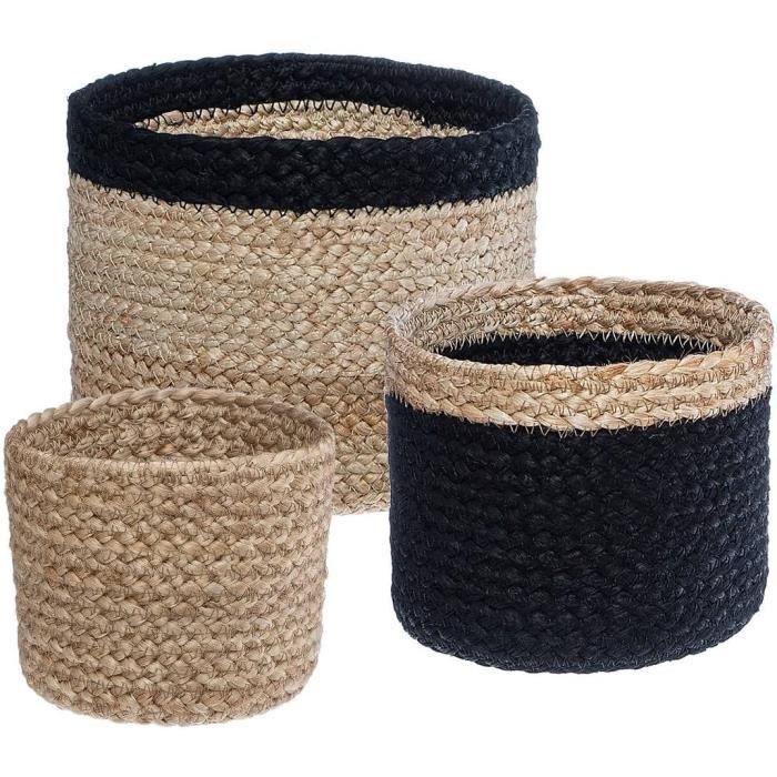 Set De 3 Paniers - Jute - Noir - Atmosphera Créateur D'Intérieur[H580 ...