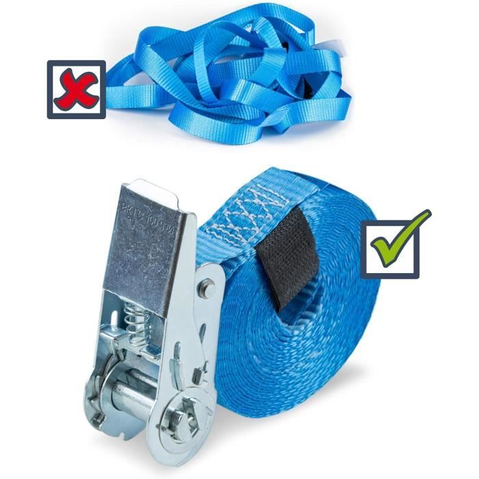 Sangles à cliquet 25 mm 5 m Lc 800 Dan + système de fixation de ...
