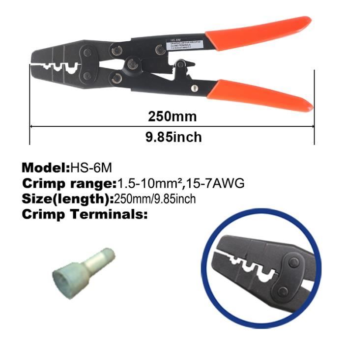 PINCE DE SERRAGE,HS-6M--Pince à sertir à bornes Non isolées 0.5 38mm, connecteur de fil, outil ...