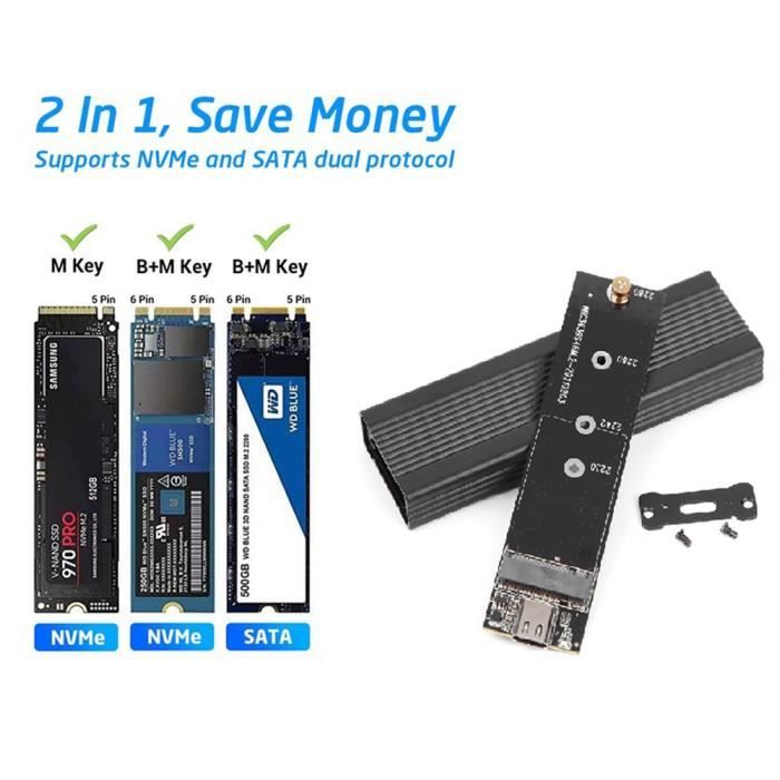 Type C pour type C - TISHRIC M2 SSD Hdd Cas NVME Boîtier M.2 NVME SSD ...