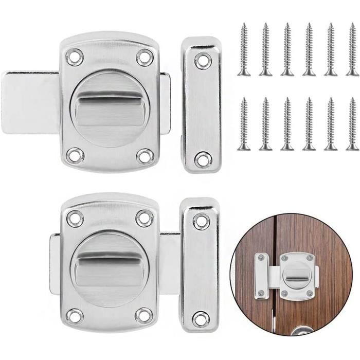 Loquet De Porte Sécurité,2 Pièces Rotatif Serrure De Verrou De Porte ...