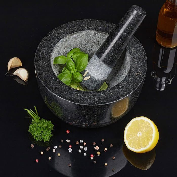 Mortier et pilon en granit poli longue vie épices et herbes 750 ml de ...