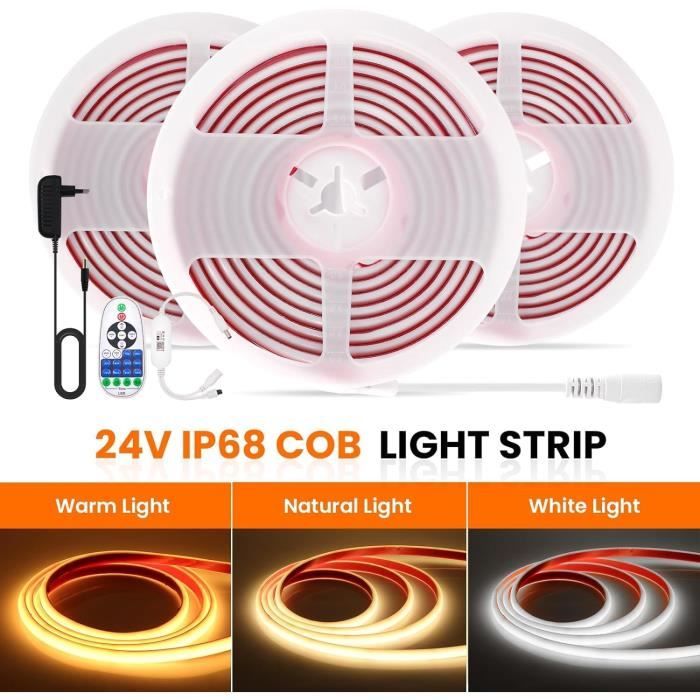 12V Cob Ruban Led, Ip68 Étanche, 320Leds-M Super Lumineux Bandeau ...