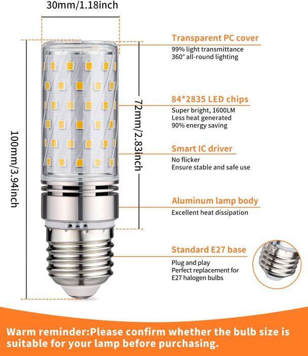 Ampoule LED E27 Blanc Neutre 4000K 1600LM 16W Ampoules LED Intérieur E27 Équivalent 150W Lampe ...