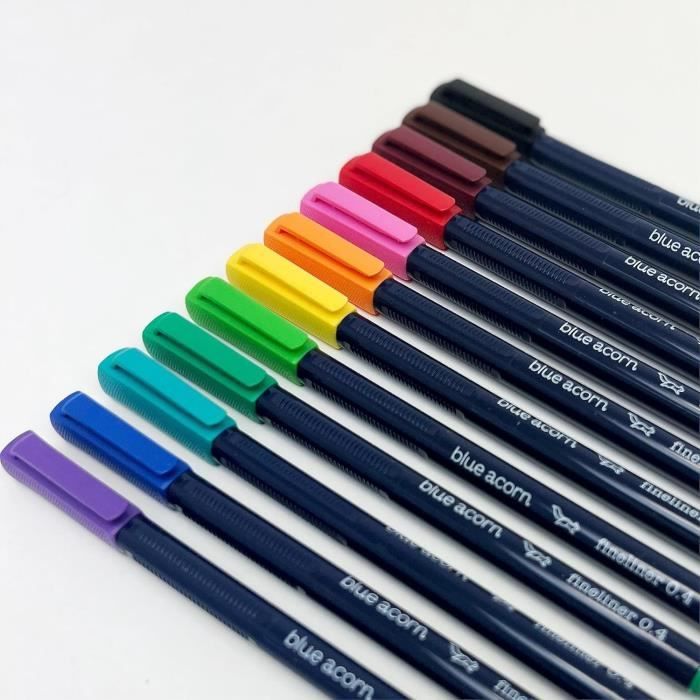 Lot de 12 feutres fins colorés pour coloriage et dessin - Poche - Stylo ...