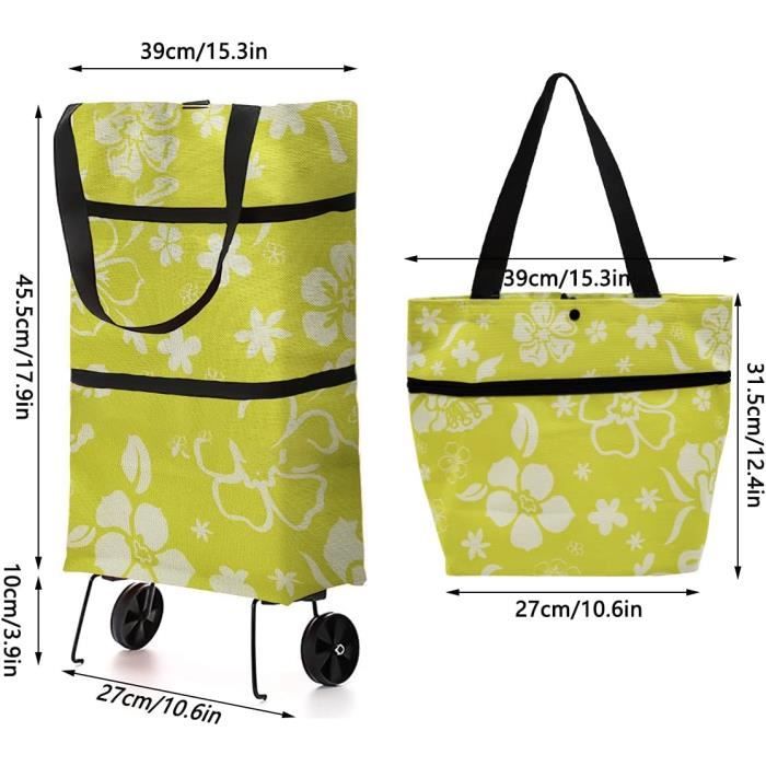 Sacs De Courses Pliables Avec Roulettes,Chariot De Courses Pliable, 2 ...
