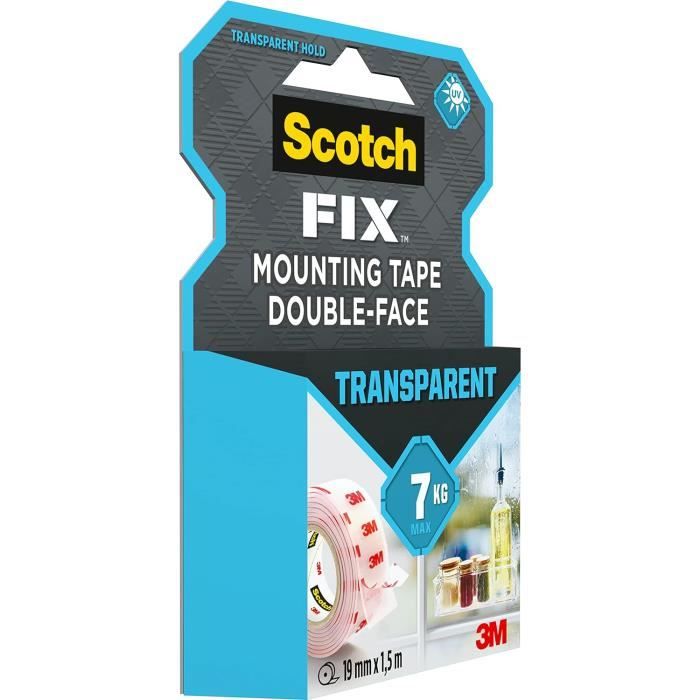 Ruban De Fixation Transparent Scotch-Fix 4910C-1915-P, 19Mmx1,5M, 1 Rouleau-Paquet (L'Emballage ...