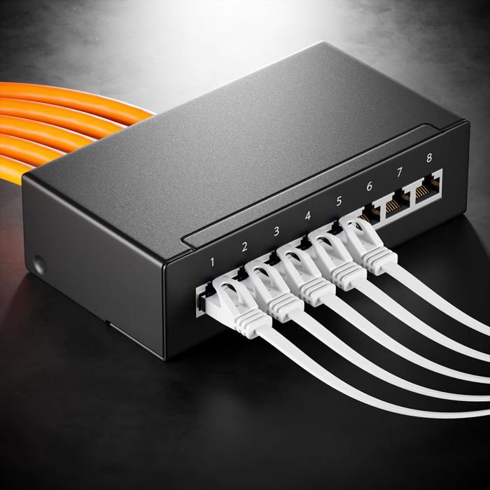 5x 0,25m Plat CAT7 Câble Réseau (CAT 7 avec 10 Gbit/s) Gigabit LAN ...