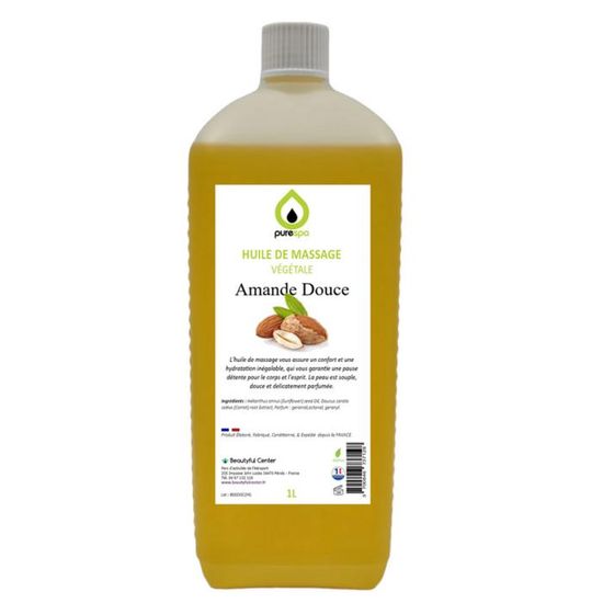 Purespa Huile de Massage végétale parfumée Amande Douce 1L - 100% Massage Naturelle et exotique ...